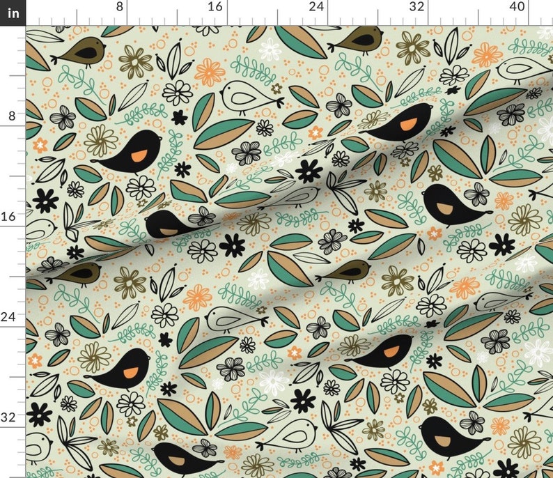 Mod Birds Fabric Partridge by Designertre Mod Bird and - Etsy