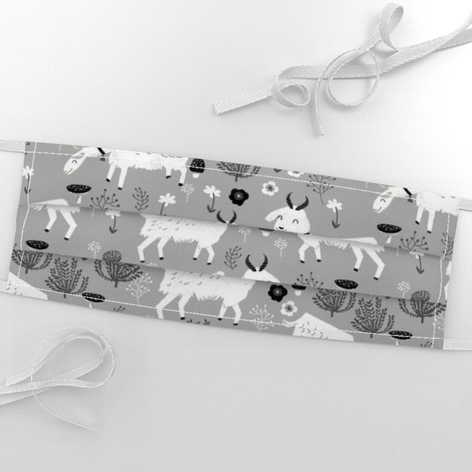 Goats Fabric Goats Farm Animal Black and White Neutral - Etsy