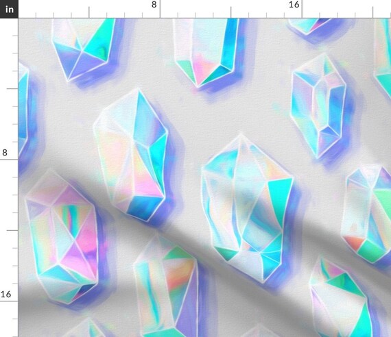 Gemstones Fabric Iridescent Rainbow Crystals Large by | Etsy
