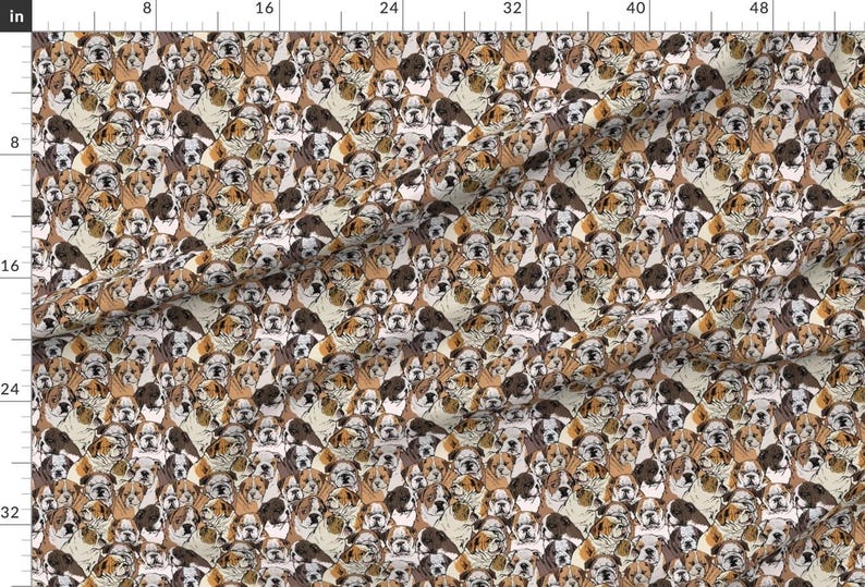 Bulldog Illustration Fabric - Social English Bulldog by Huebucket ...