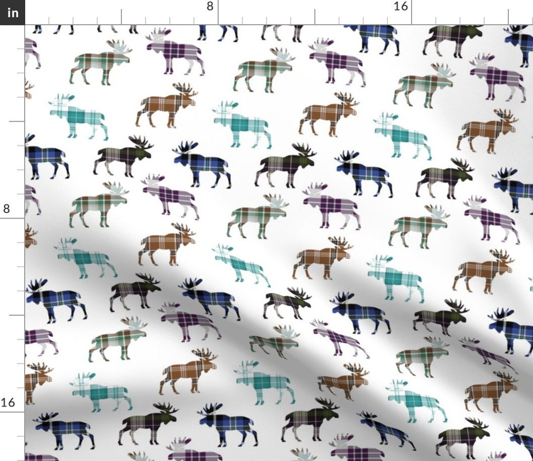 Plaid Moose Fabric Plaid Moose Iii // Sylvan Shoppe by Thin Line ...