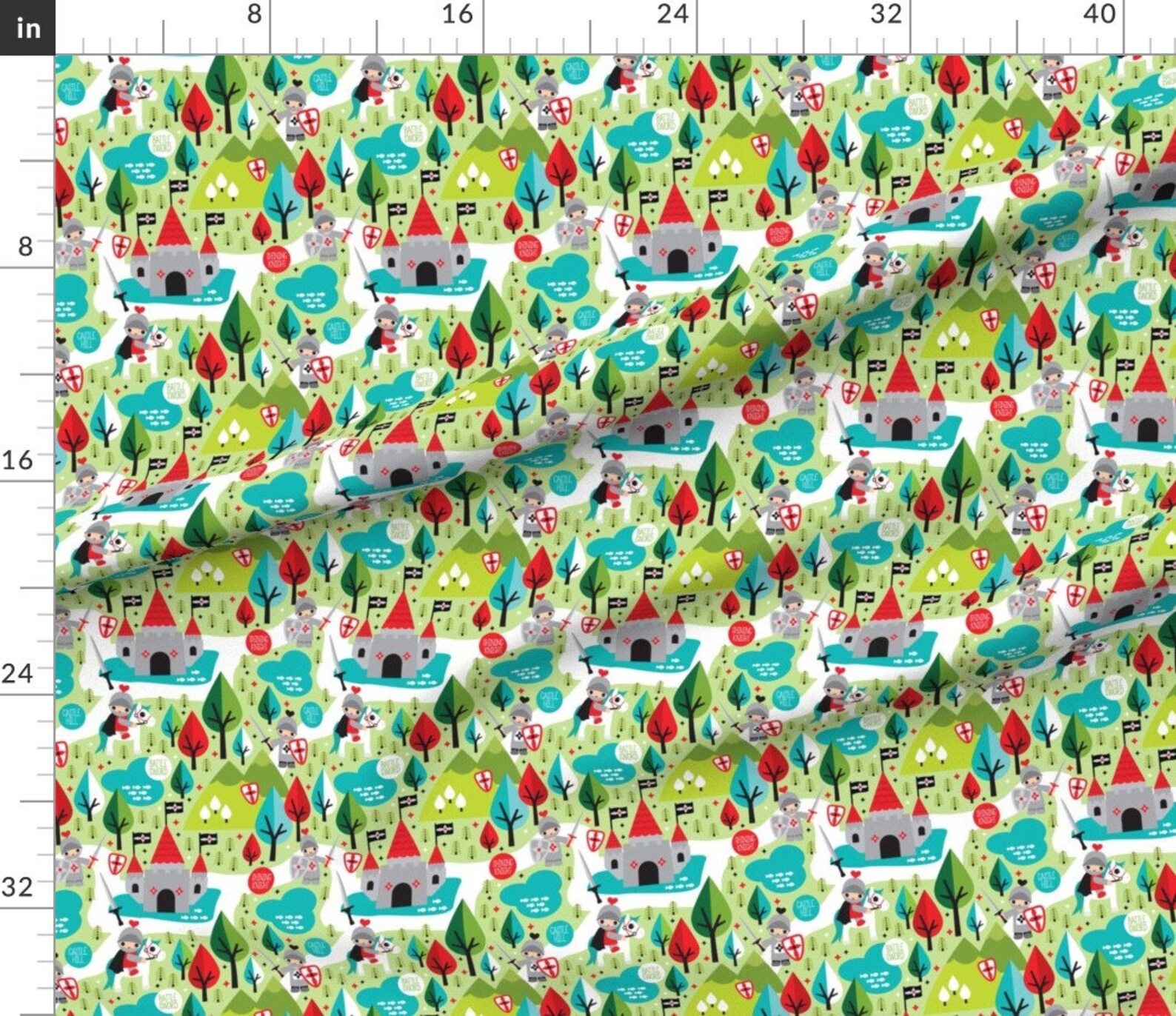 Knight Sword and Castle Pattern Fabric by Little Smile Makers - Etsy
