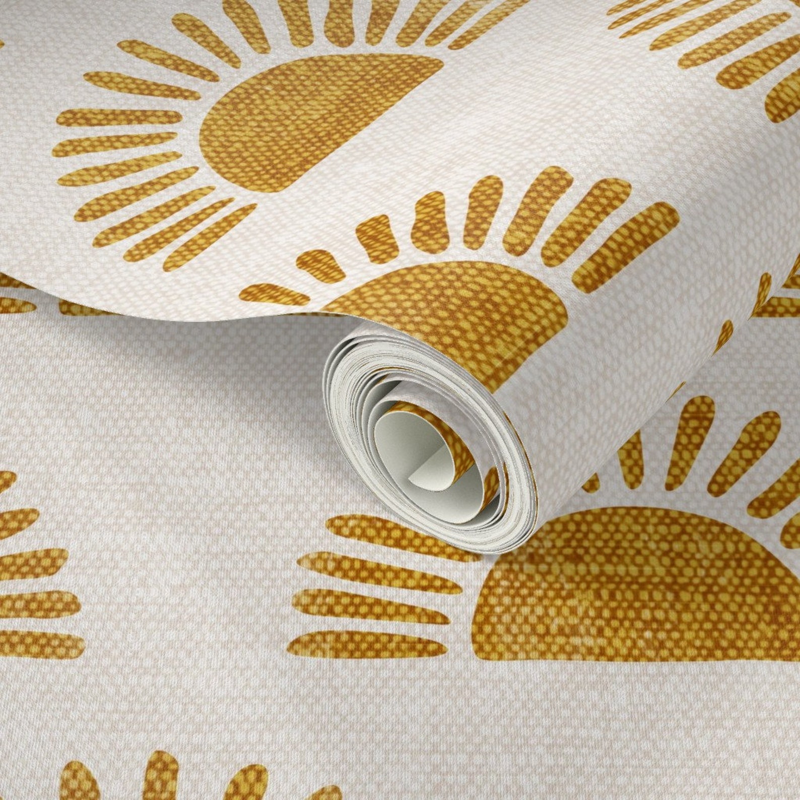 Block Print Sun Wallpaper Sunshine by Littlearrowdecor - Etsy