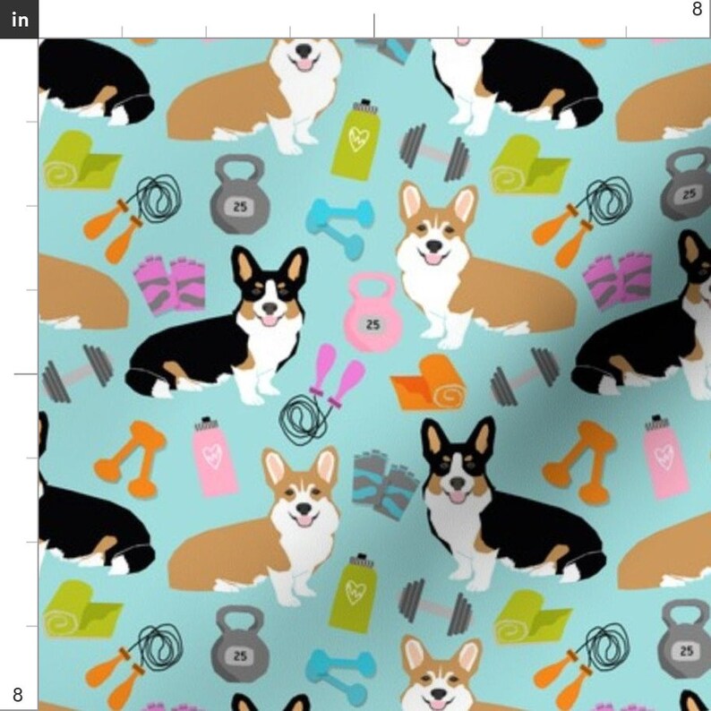 Fitness Pups Fabric Corgi Workout Fitness Cute Dumbbells | Etsy
