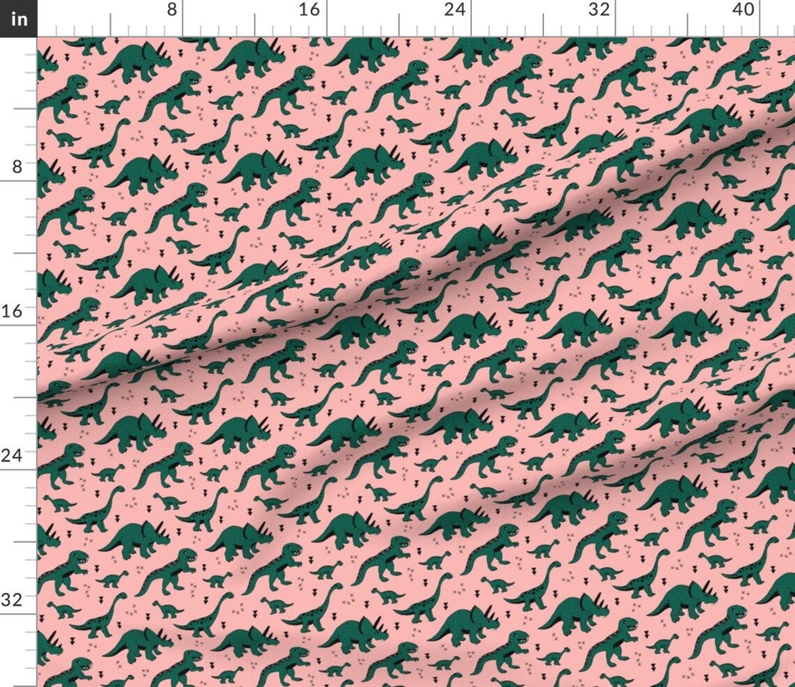 Dinosaur Pink Animal Nursery Fabric Cool Scandinavian Kids - Etsy