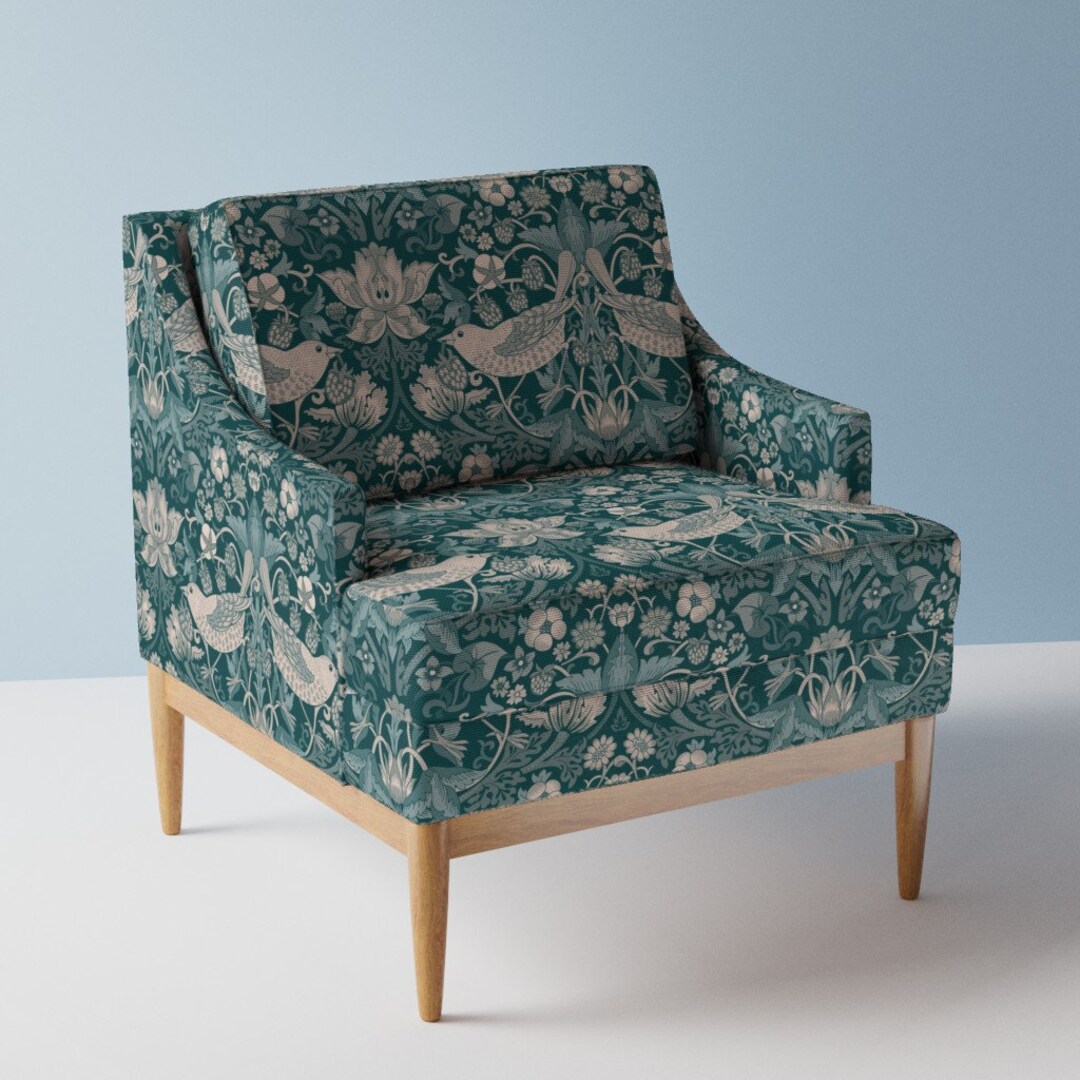 Teal Green Victorian Upholstery Fabric Berry Bandit by Perrinphilippa ...