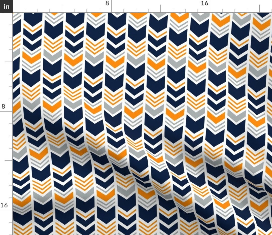 Chevron Fabric Great Outdoors Chevron // Navygreyorange by - Etsy