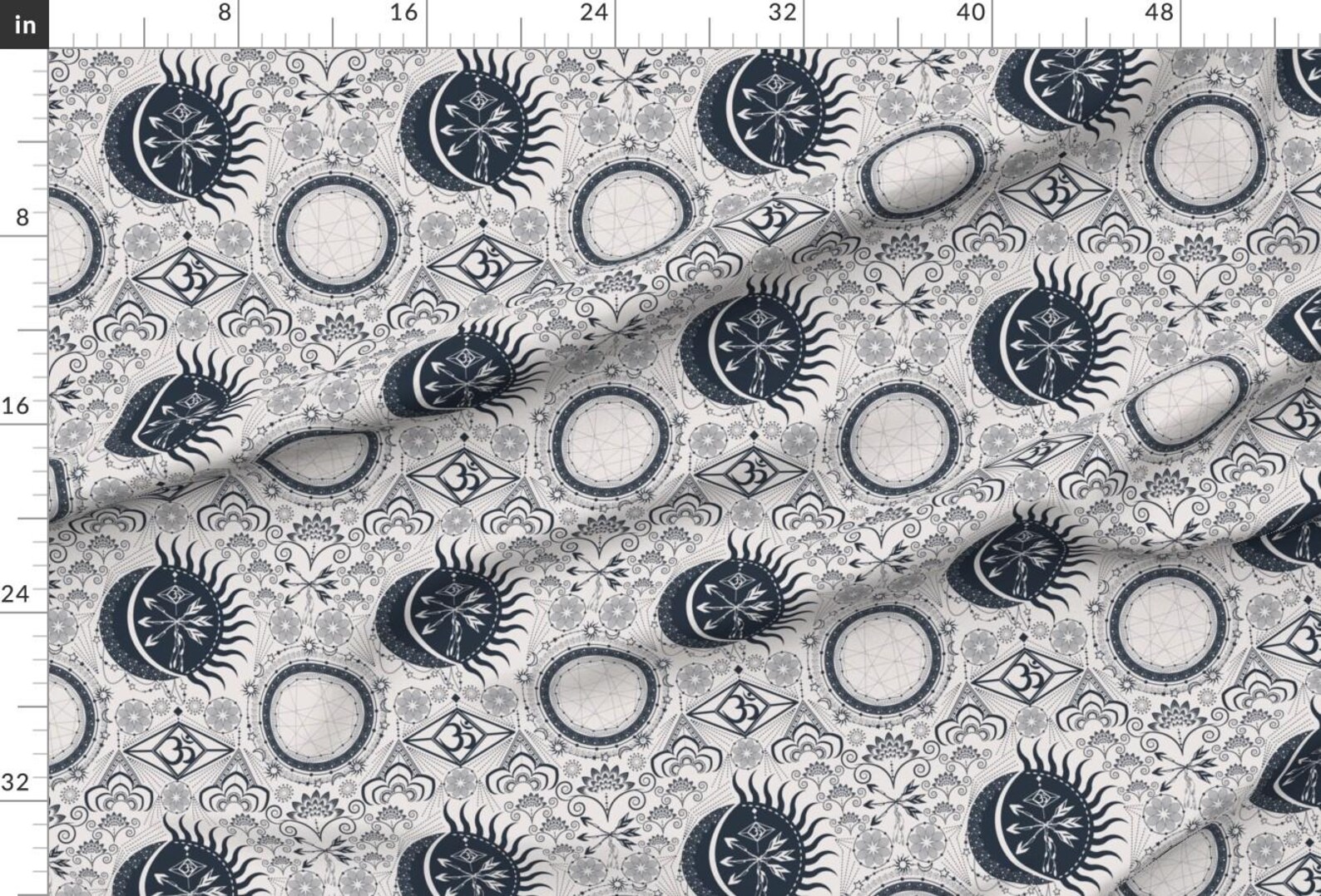 Talismans Fabric - Lucky Cosmic on Sacred Talisman by Famenxt - Gray ...
