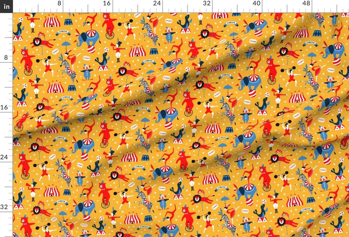 Retro Circus Limited Color Palette Fabric - Big Top by Heleen Vd ...