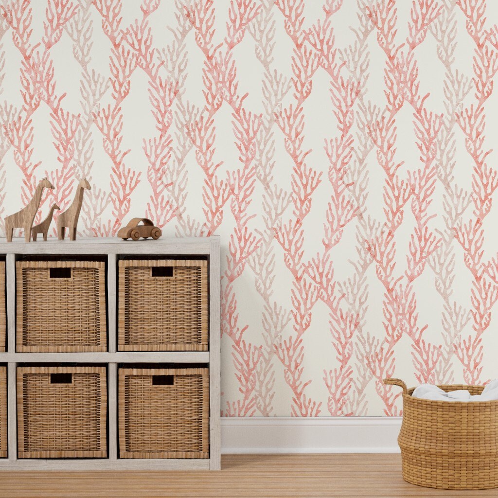 Coral Wallpaper Coral Mermaid Coordinate by - Etsy