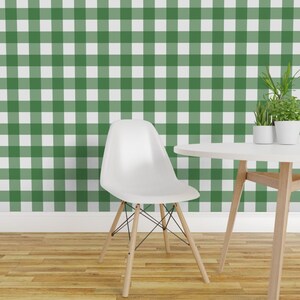 Green Check Wallpaper - Check Kelly by Willowlanetextiles - Check ...