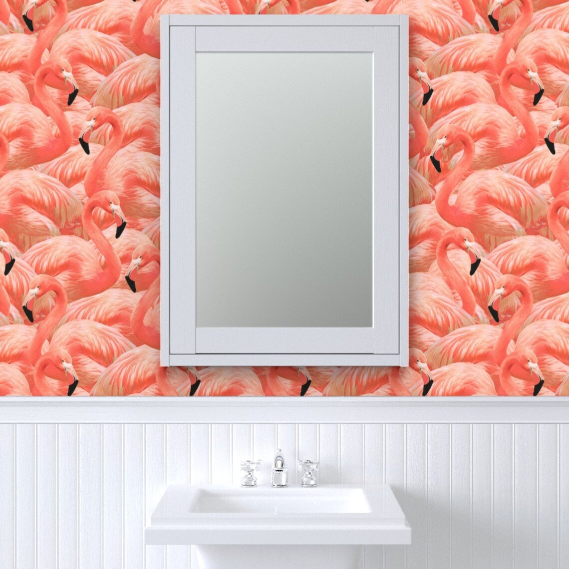 Flamingo Wallpaper Flamingo Fever in Coral by - Etsy