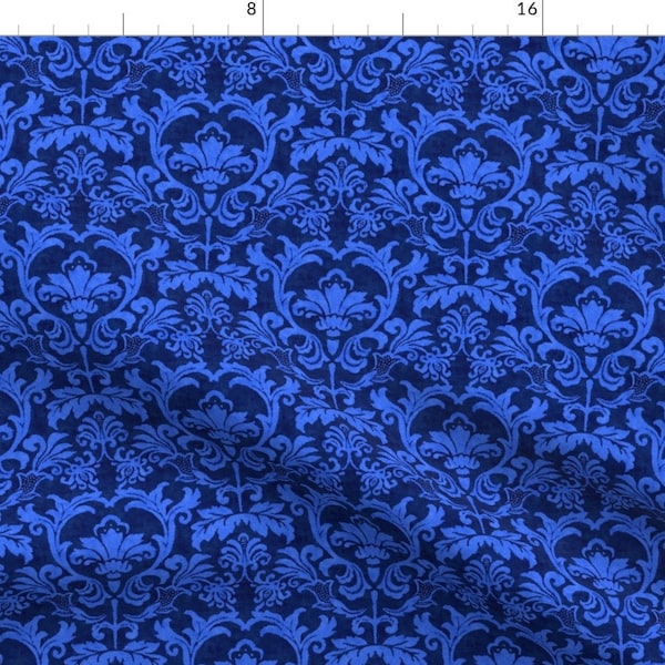 Blue Damask Fabric - Etsy