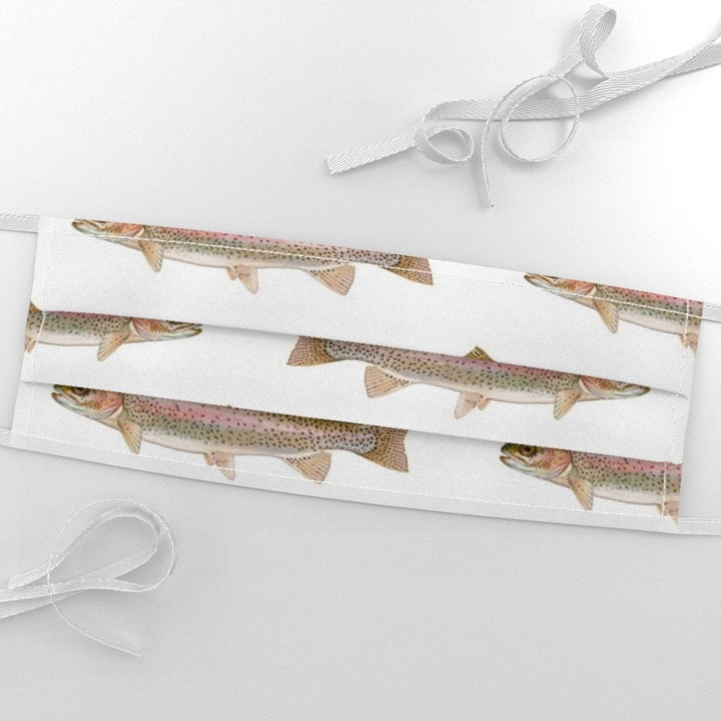 Fishing Fabric Rainbow Trout On White By Weavingmajor | Etsy