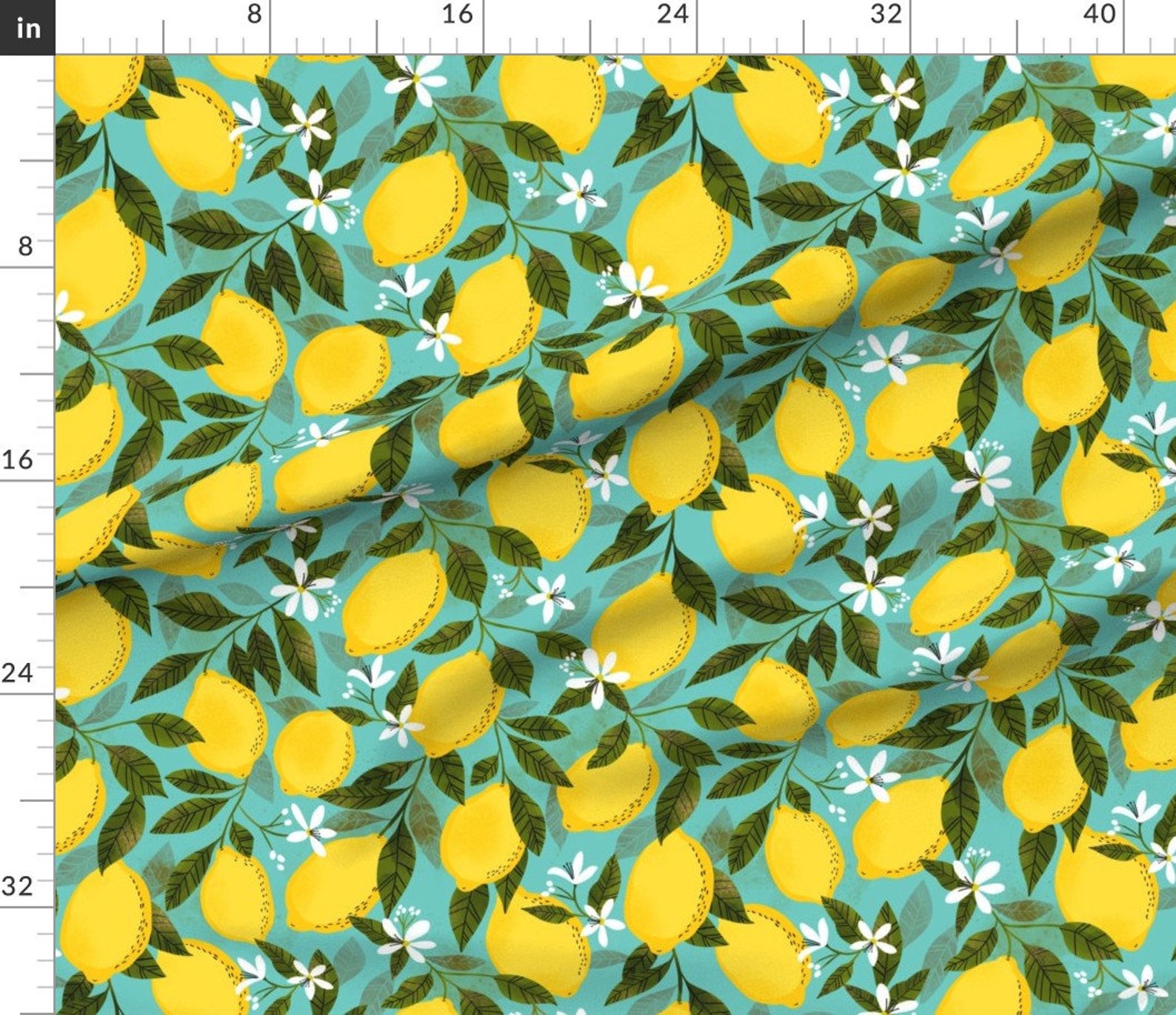 Lemons Yellow Citrus Fruits Fabric Zesty Lemonade by | Etsy