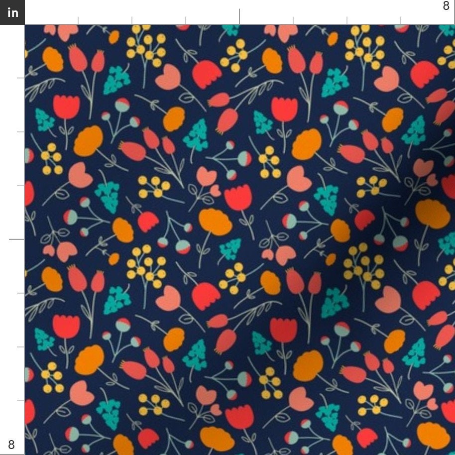 Whimsical Floral Fabric Whimsical Vintage Floral By Ms Jenny | Etsy