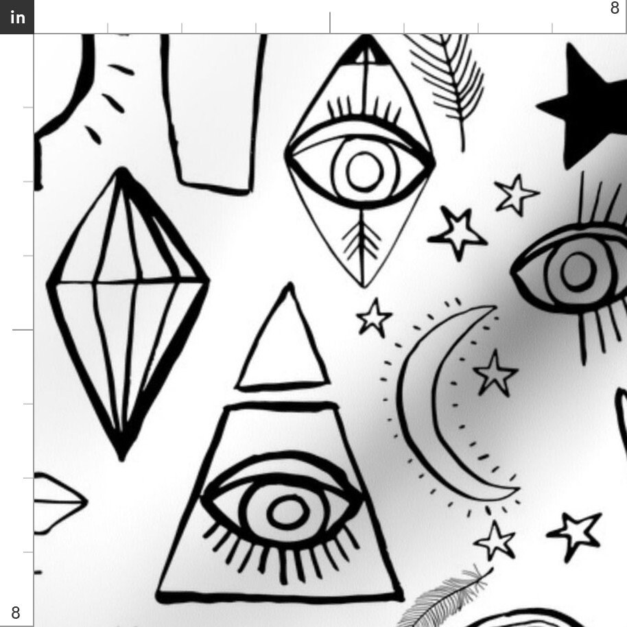 Mystical Fabric Lucid Dreams Symbols by Zoe Ingram Crystal - Etsy