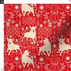 Lucky Oxen Fabric Ox Deco Ornamental Red by Famenxt 2021 Lunar New Year ...
