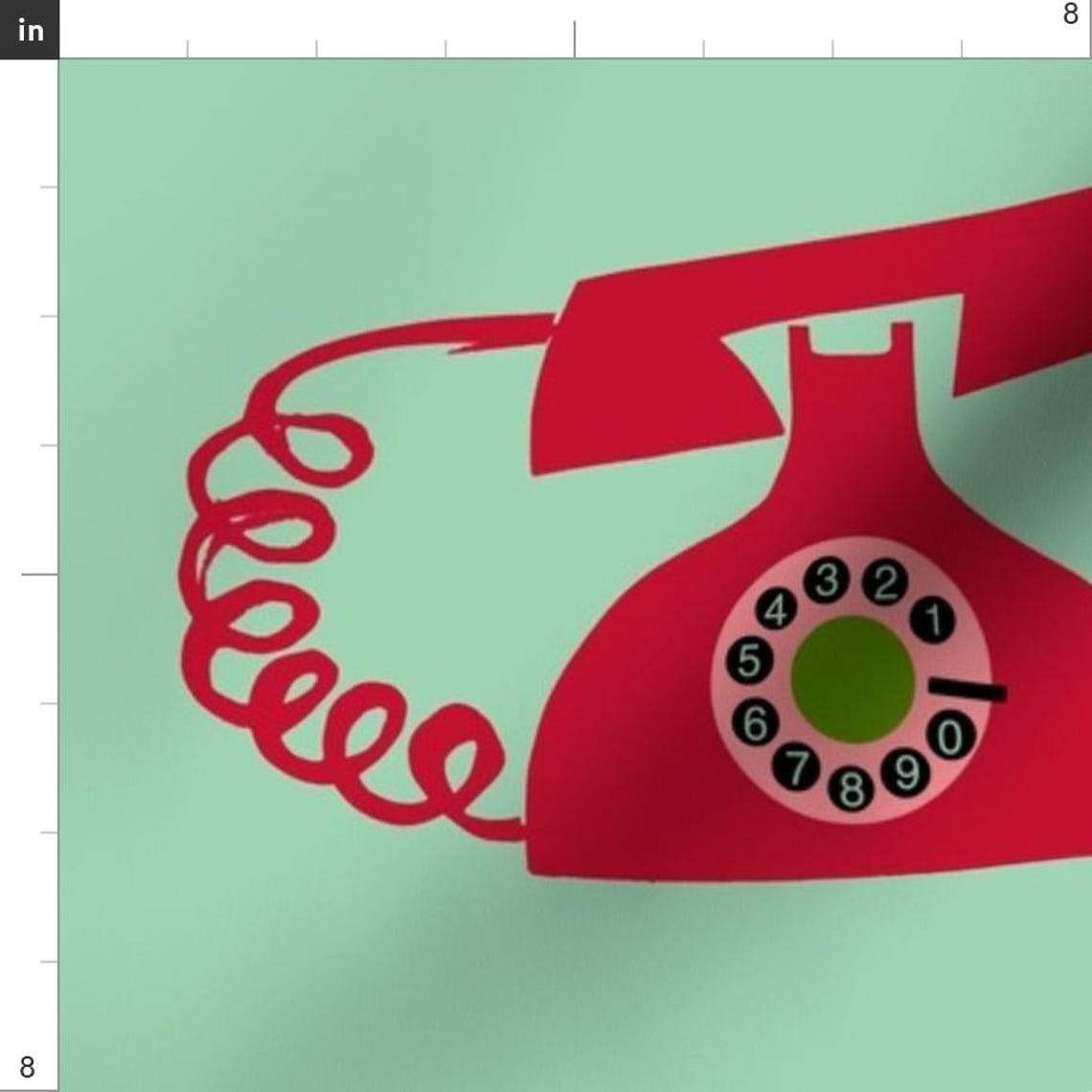 Retro Red Phones Fabric - Big Red Phones by Boris Thumbkin - Retro Red ...