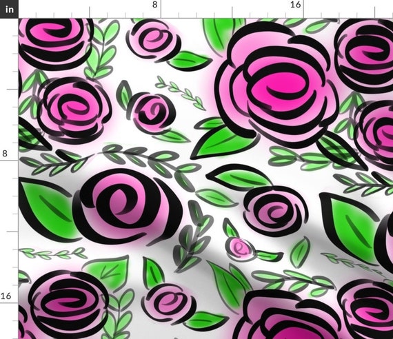 Pink Floral Fabric Spray Painted Roses by Smallhoursshop - Etsy