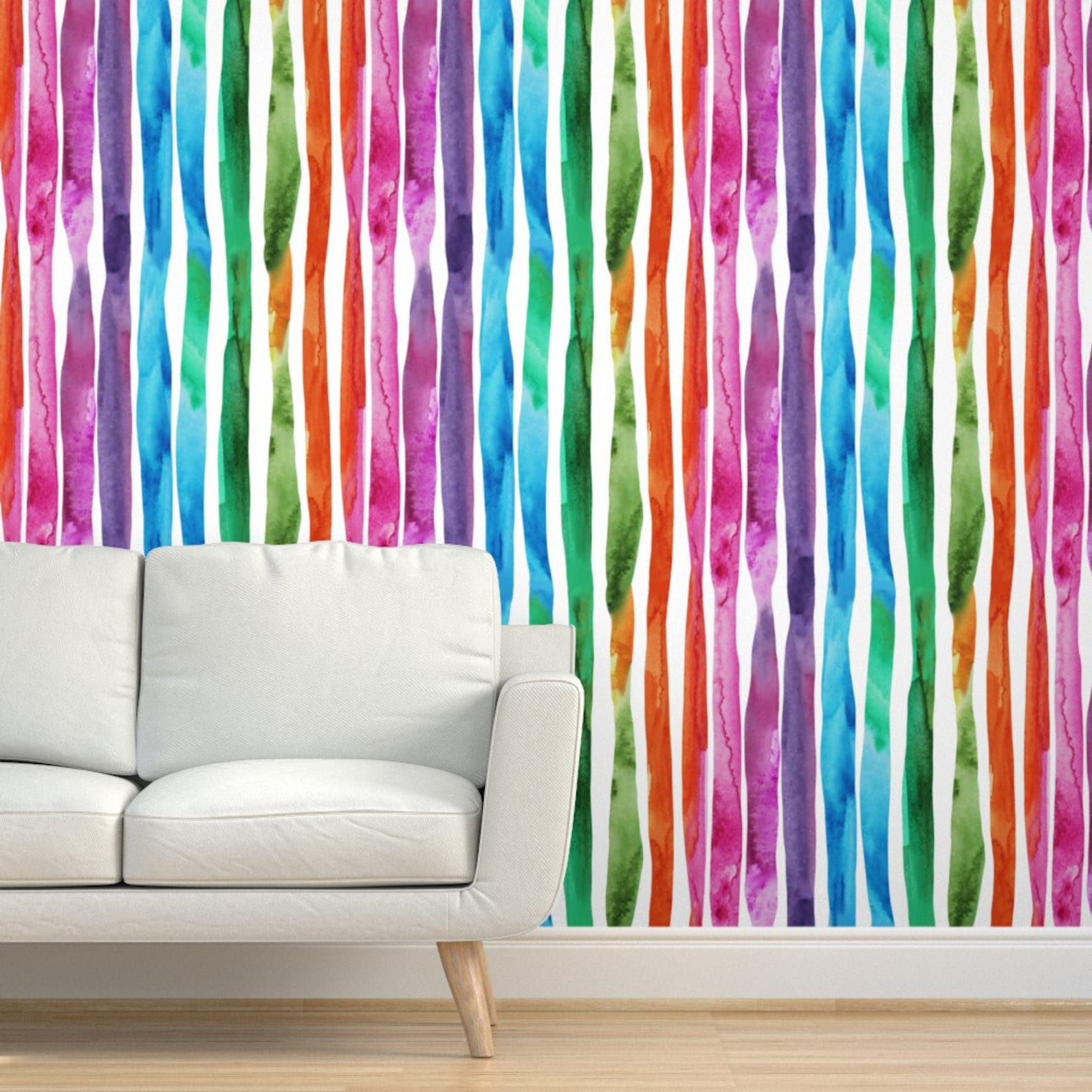Rainbow Wallpaper Rainbow Stripes by Katiekortman Rainbow - Etsy
