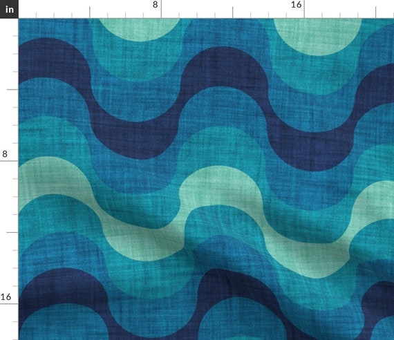 Wavy Retro Stripes Fabric Groovy Ocean Waves by Selmacardoso - Etsy