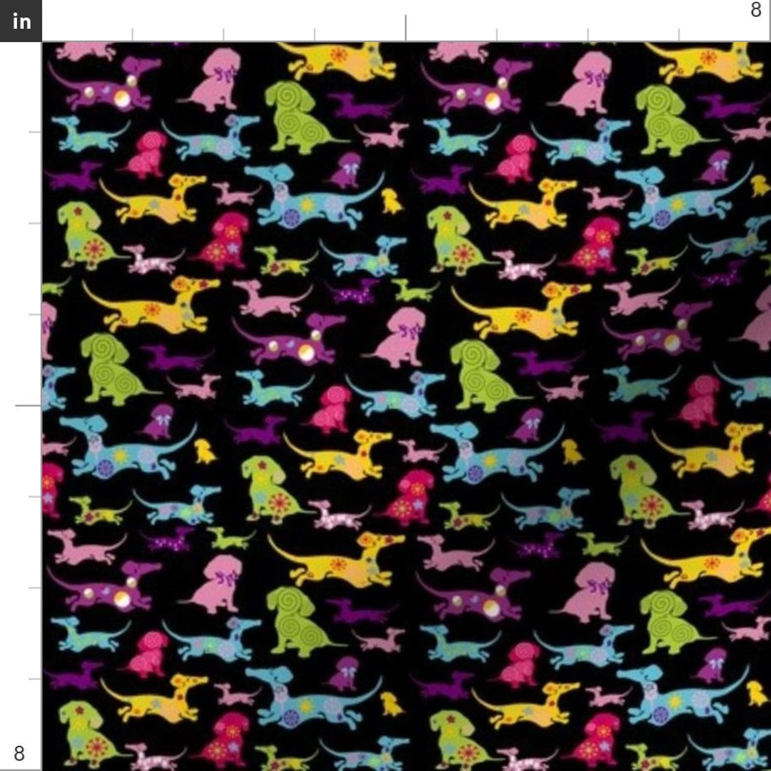 Dachshund Fabric Dachshund Puppy Colorful Love Happy Dog - Etsy