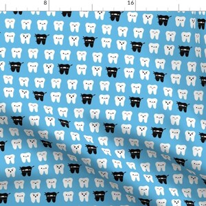 Teeth Fabric Way of the Ninja Tooth Blue by Clayvision Cute Kawaii ...