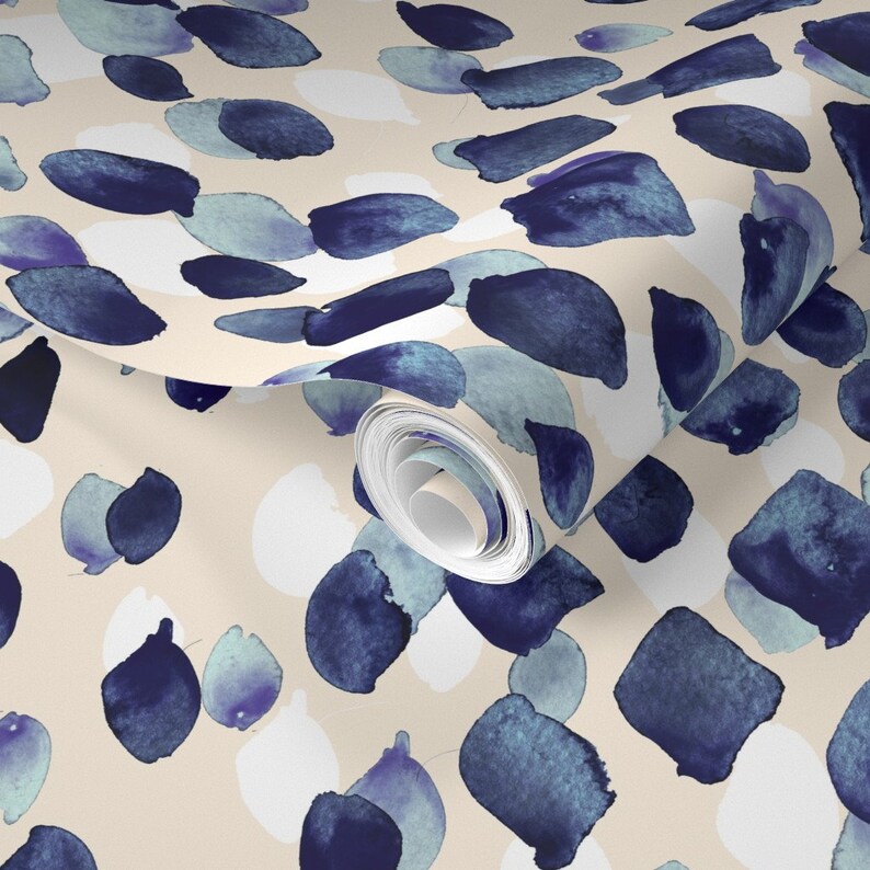Indigo Blue Wallpaper Indigo Rain by Crystal Walen Indigo - Etsy