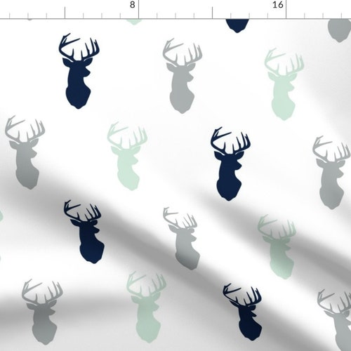 Moose Fabric Moose / White on Navy Custom Fabric by Little - Etsy