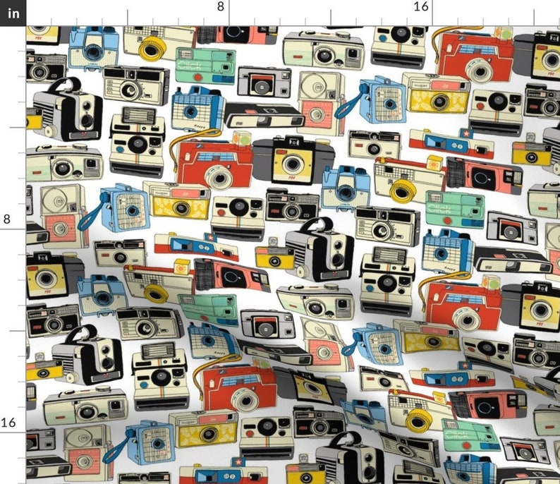 Vintage Cameras Fabric Illustrations Analog Photography Film | Etsy
