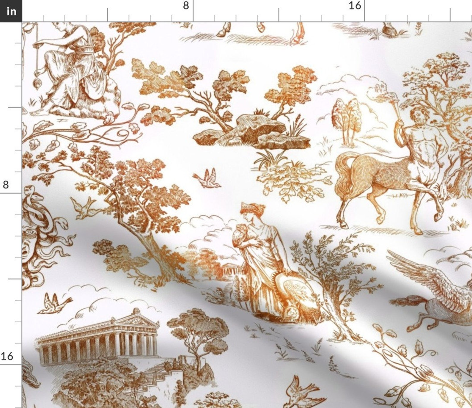 Toile Greek Myth Brown Fabric Greek Myth Toile by Vinpauld - Etsy