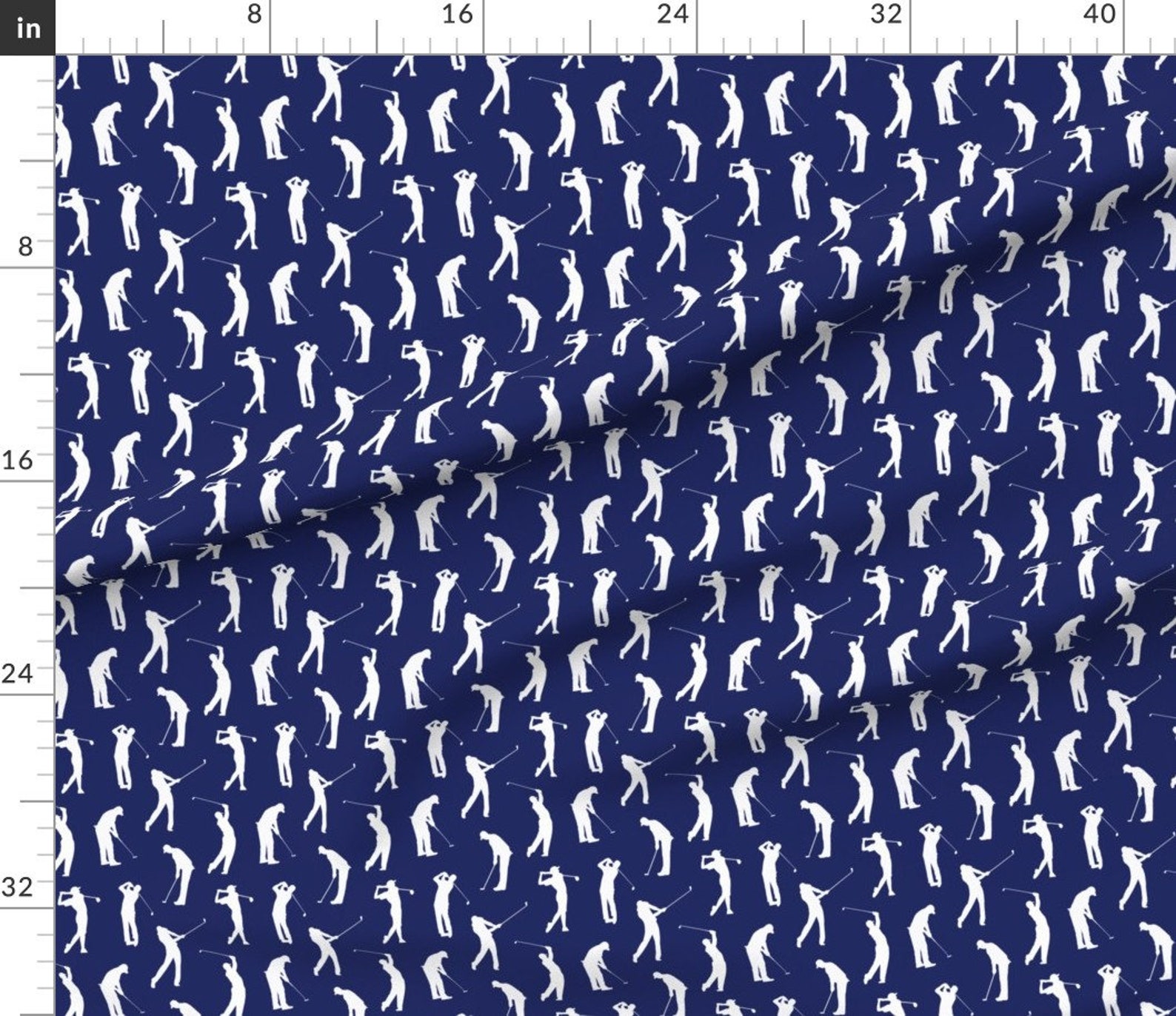 Golf Fabric Golfers // Dark Blue by Thin Line Textiles - Etsy