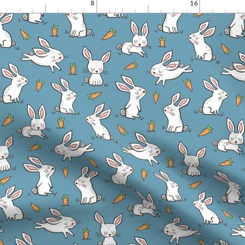 Rabbit Fabric Rabbits and Birds by Innamoreva Sweet Bunny | Etsy