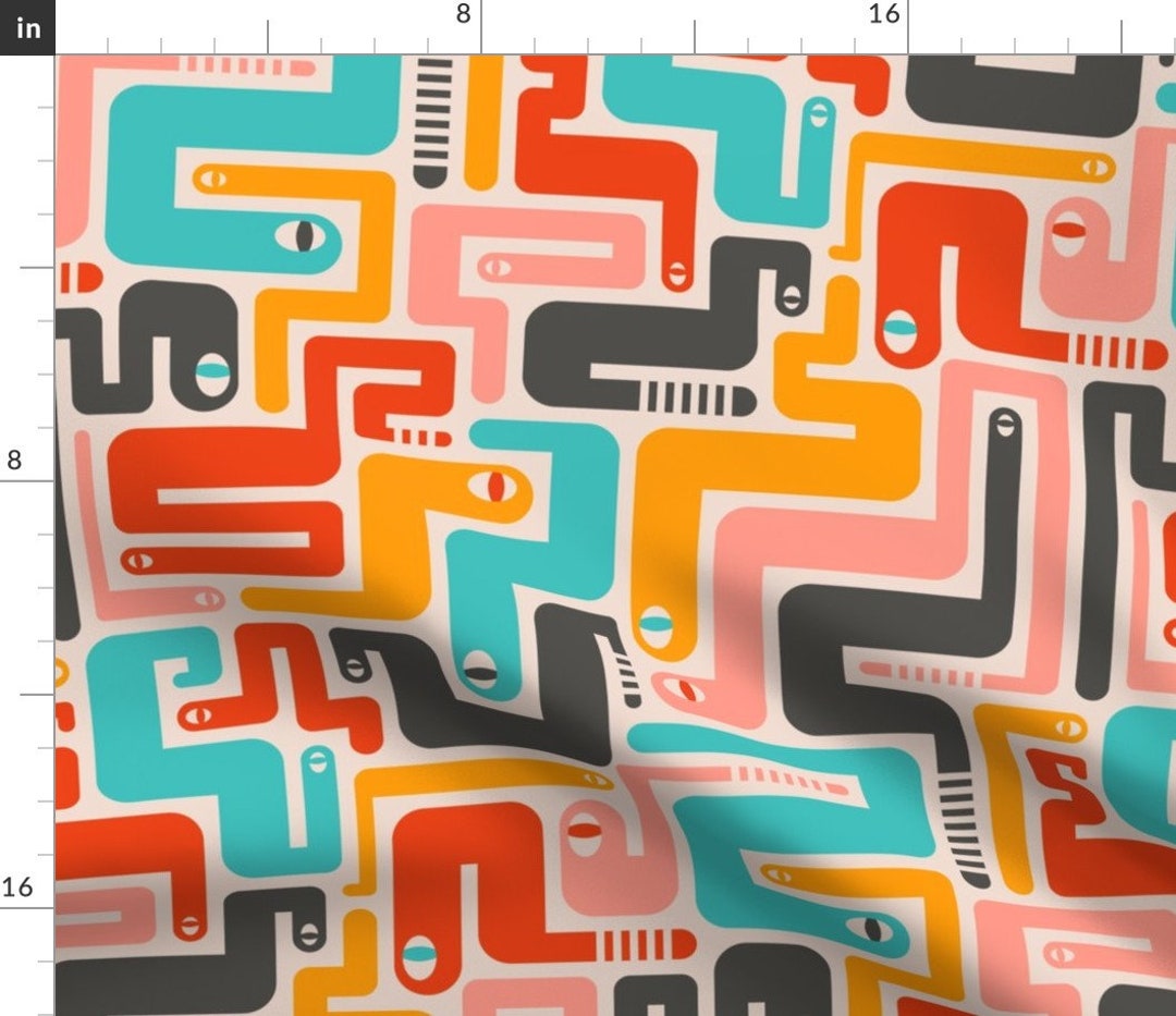 Retro Snake Fabric Mid Century Snake Pattern by Jackietahara - Etsy