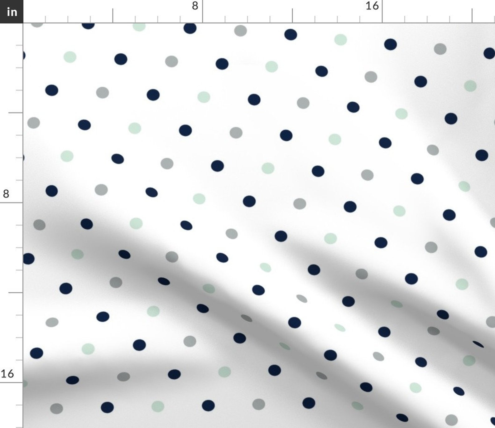 Polka Dots Fabric Large Polka Dots // Navy/mint/grey by - Etsy