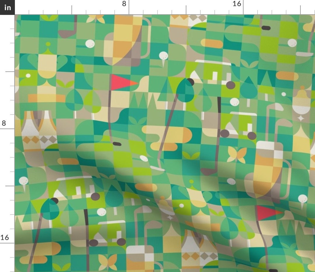 Golf Course Abstract Pixelated Fabric Golf Course and Curves by ...