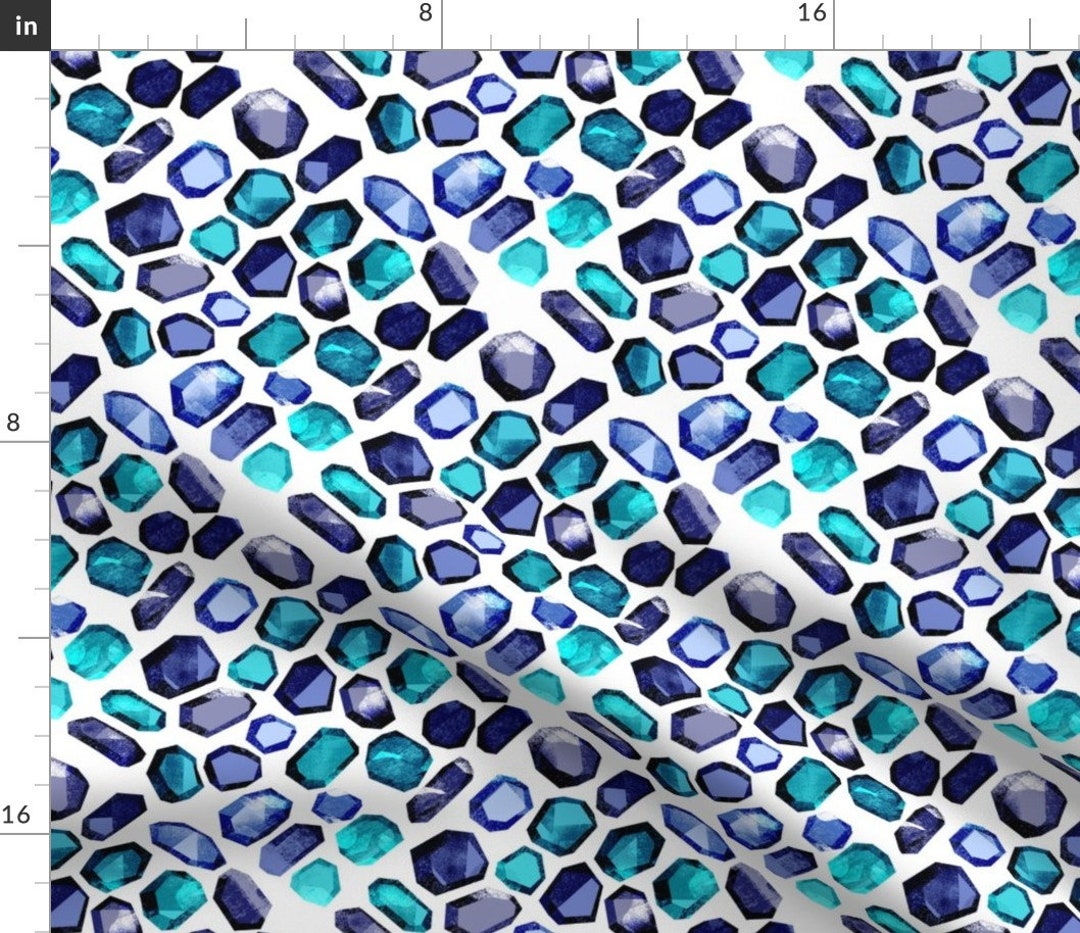 Blue Gem Fabric Crystal Gemstone Fabric Stones Gems - Etsy