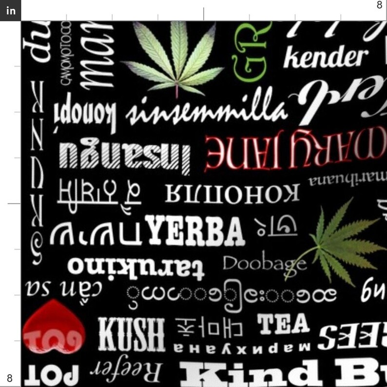 Marijuana Vocabulary Fabric Marijuana Names by Camomoto | Etsy
