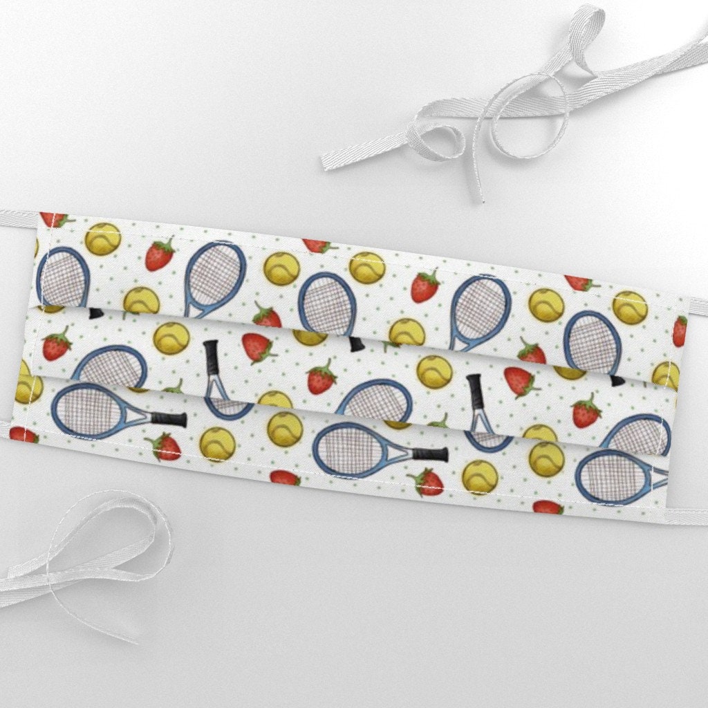 Tennis Strawberry Fabric Tennis and Strawberries by Hazel | Etsy