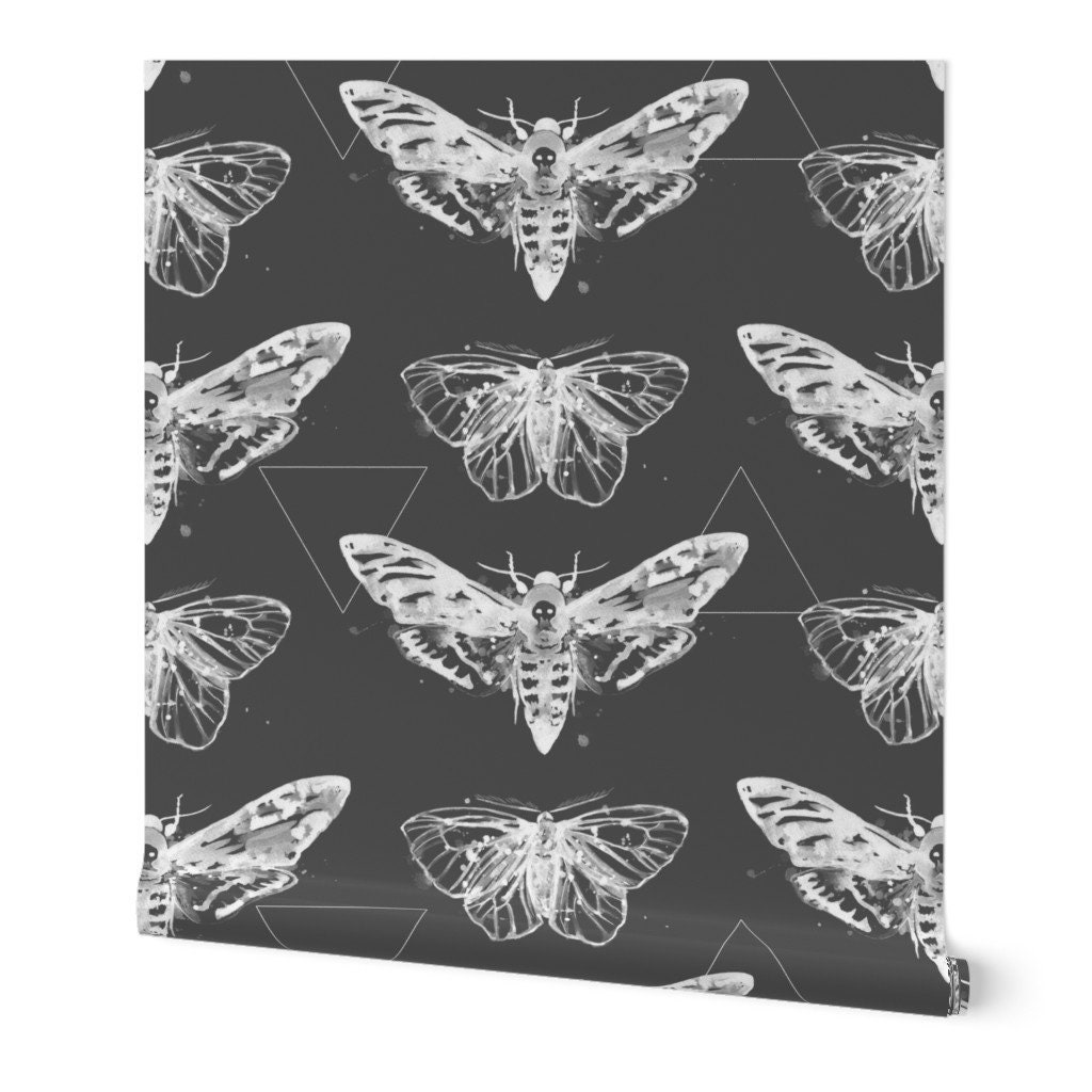 Moths Wallpaper Geometric Moths Inverted by Sam Nagel - Etsy