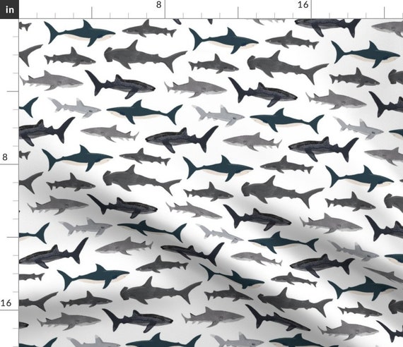 Shark Fabric Shark Fabric by Andrea Lauren Shark Nautical - Etsy