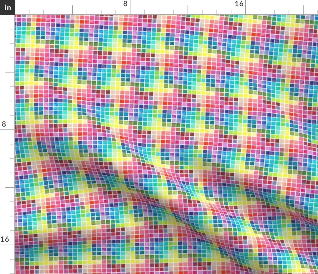 Rainbow Color Swatches Gradient Fabric Rainbow Check small - Etsy