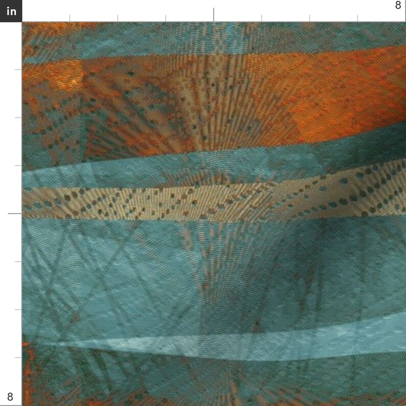 Rustic Color Blocking Fabric Copper Teal Farmland by Wren - Etsy