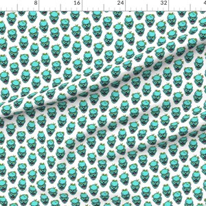 Blue Zombie Halloween Fabric Zombies Teal on White Halloween by ...