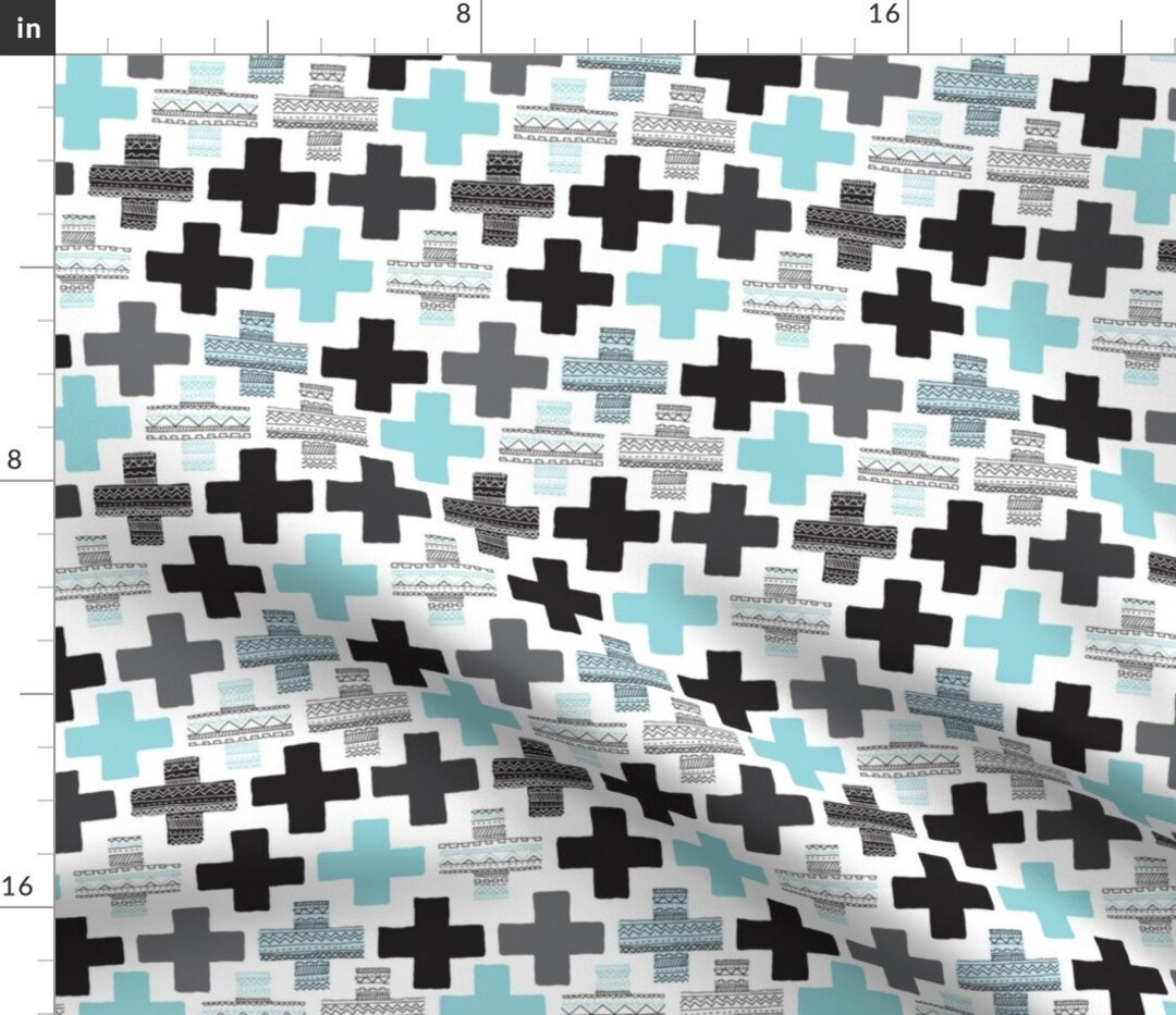Cross Fabric Plus Cross Geometric Blue & Black Modern - Etsy