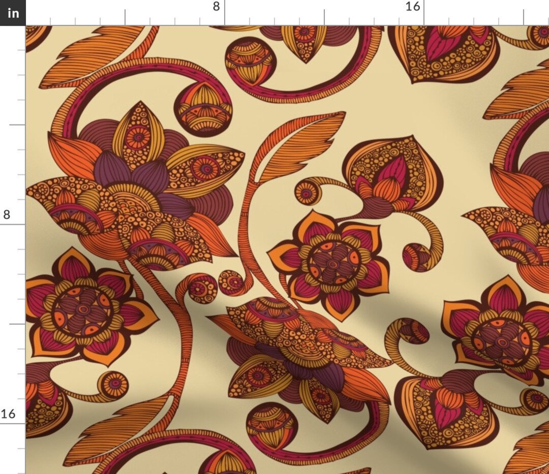 Bohemian Fabric Boho Flowers by Valentinaharper Bohemian - Etsy