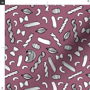 Purple Pasta Fabric Pasta Shapes on Burgundy by Crowlands - Etsy