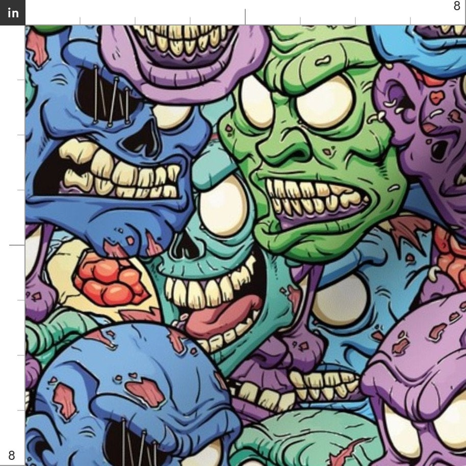 Zombies Fabric Big Braaaiiiinnsssss by Sandityche Zombies | Etsy