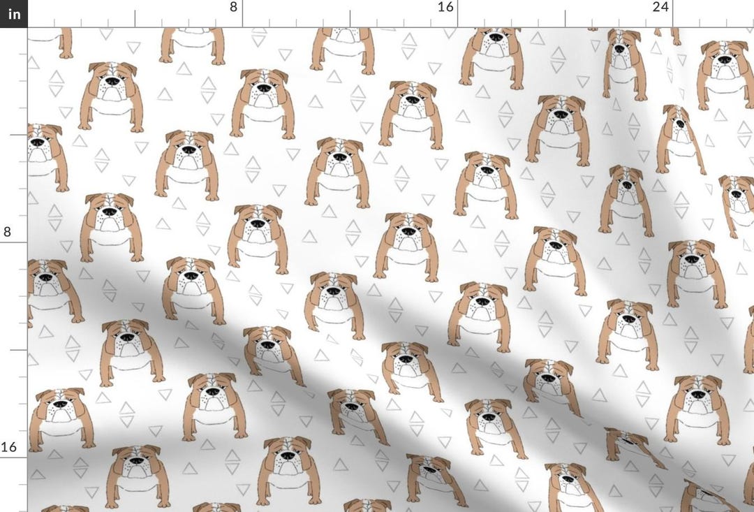 English Bulldogs Fabric - English Bulldogs-with-triangles-on-white by ...
